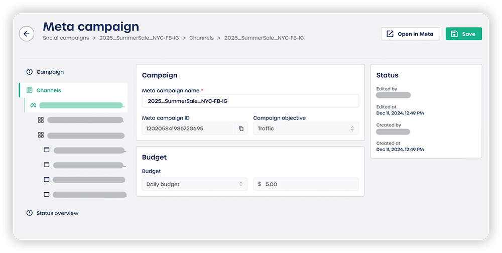 How do I manage a Meta campaign?